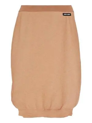 Miu Miu Logo Knitted Midi Skirt - Orange