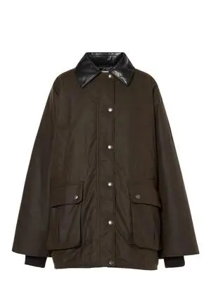 Miu Miu Waxed Oversized Cotton Canvas Jacket - Brown