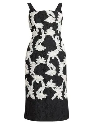 Erdem Sleeveless Cloque Midi Cocktail Dress - Black