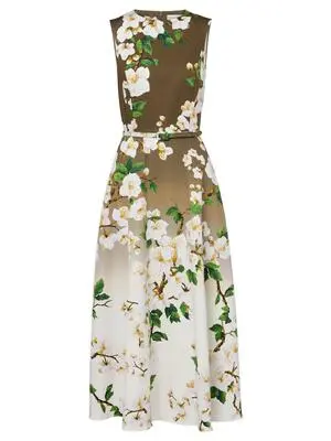 Oscar De La Renta Floral Ombre Cotton-blend Cocktail Dress - Multicoloured