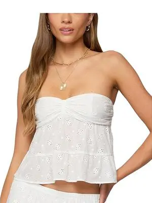 EDIKTED Eyelet Babydoll Top - White