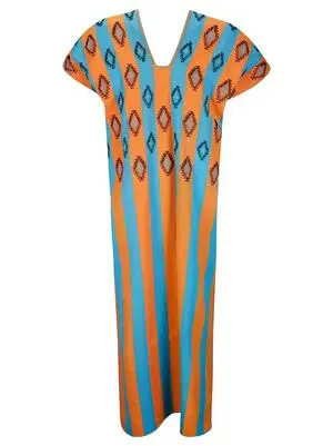 TANDEM Embroidered Maxi Dress - Orange