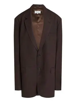 MAISON MARGIELA Oversized Wool And Linen-blend Blazer - Chocolate