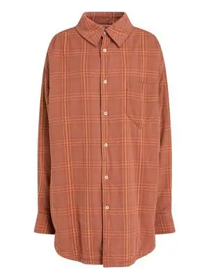 MAISON MARGIELA Oversized Checked Cotton-flannel Shirt - Brick