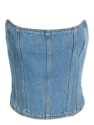 Magda Butrym Strapless Denim Bustier Top - Mid Denim