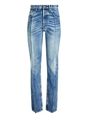 MAISON MARGIELA Faded High-rise Straight-leg Jeans - Mid Denim