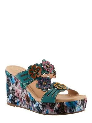 SPRING STEP SHOES Caprice Wedge Sandal - Turquoise
