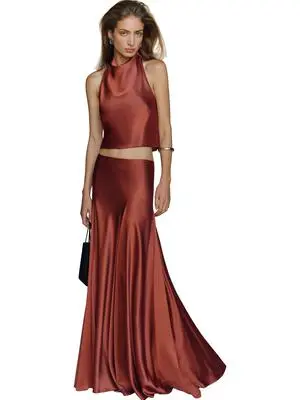 REFORMATION Sera Silk Two-Piece Set Rosewood