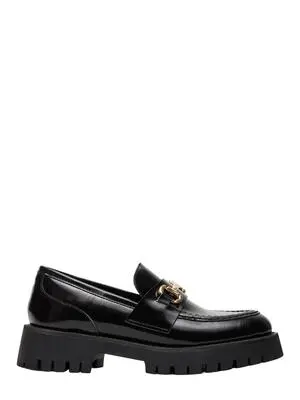 Steve Madden Lando Lug Loafer - Black Leather