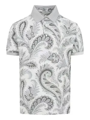 Etro Paisley Cotton Polo Shirt Grey