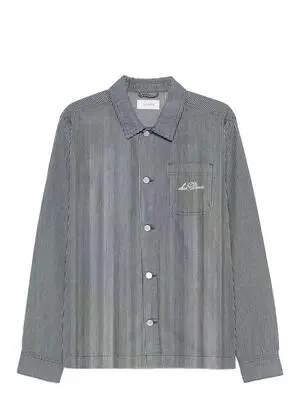 LES DEUX Striped Denim Jacket - Blue