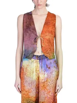 YAVI Abstract-print Vest - Orange