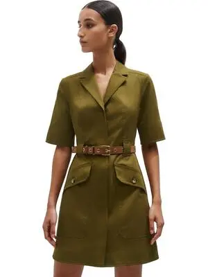 ME+EM Collared Utility Shirt Dress With Belt
