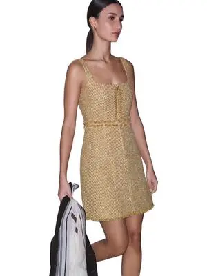 ME+EM Metallic Tweed Mini Dress - Gold
