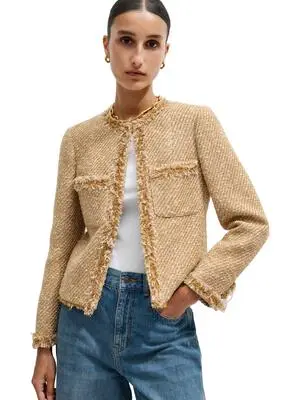 ME+EM Metallic Tweed Jacket - Gold