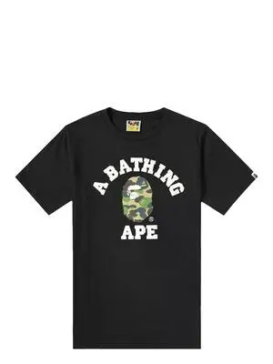 A BATHING APE Abc Camo College /green T-shirt - Black