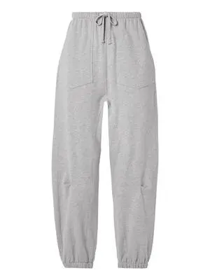 NILI LOTAN Dulce Cotton-blend Jersey Track Pants - Gray