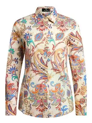 Etro Floral-print Poplin Shirt - Neutrals