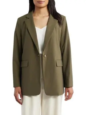 TAHARI ASL Relaxed One-button Blazer - Martini Olive