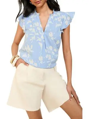 FRIENDS LIKE THESE Floral Flutter Sleeve Top - Blue