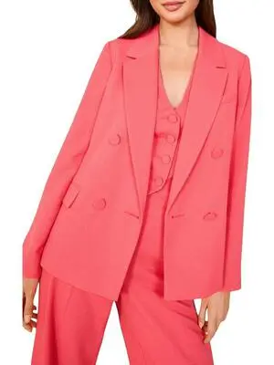 FRIENDS LIKE THESE Crosshatch Texture Double Breasted Blazer - Pink