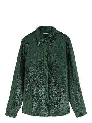Dries Van Noten Sequin Embellished Shirt - Dark Green