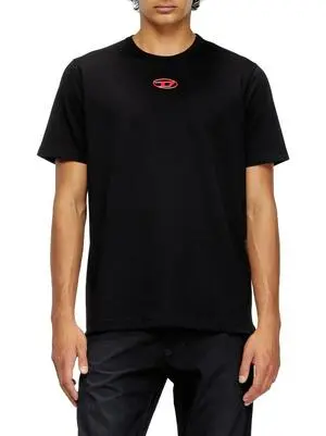 DIESEL® Metallic Oval D Logo T-shirt - Very/ Black