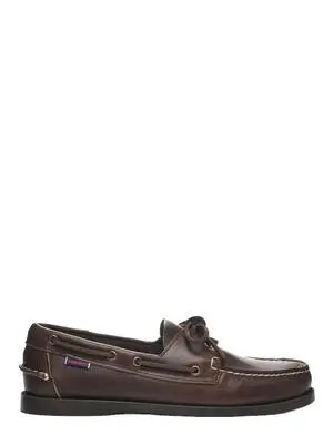 SEBAGO Portland Waxed Leather Boat Shoes Dark Brown-gum
