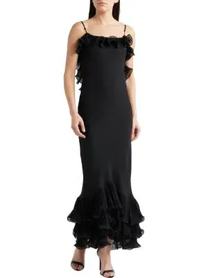 DELFI COLLECTIVE Delina Ruffle Mermaid Gown - Black