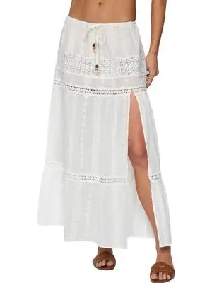 EDIKTED Eyelet Embroidery Maxi Skirt - White
