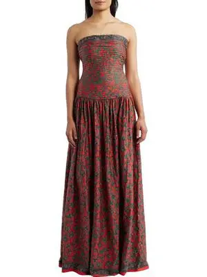 SANI Maya Floral Pleated Drop-waist Gown - Scarlet Fleur