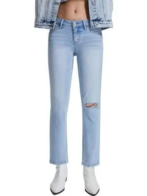 BAYEAS Ally Super Low Rise Slim Straight Leg Jeans - Sky Blue