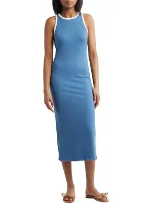 Loveappella Racer Tank Ribbed Midi Dress - Blue