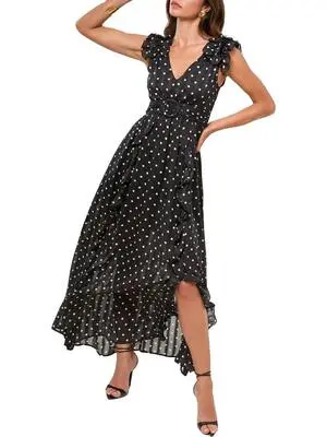 LIPSY Metallic Polka Dot Maxi Dress - Black
