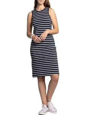 THREAD & SUPPLY Kendari Sleeveless Cotton Dress Navy White