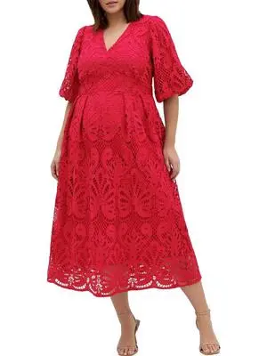 City Chic Kylee Lace Maxi Dress Scarlet