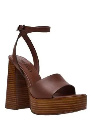 Steve Madden Floria Platform Sandals - Brown Leather