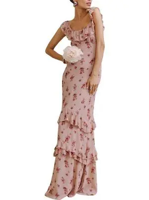 REFORMATION Tripoli Ruffle Tiered Maxi Dress - Tea Time