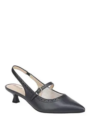 LIFESTRIDE Pointed Toe Slingback Kitten Heel Pumps - Lux Navy