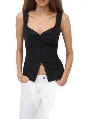 REFORMATION Viola Linen Tank - Black