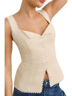 REFORMATION Viola Linen Tank - Sugar