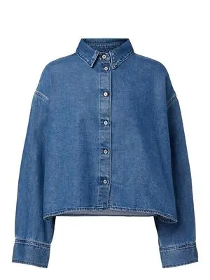 7 For All Mankind Nina Cropped Denim Shirt - Blue