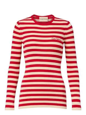Valentino Garavani Striped Ribbed-knit Cotton Sweater - Multicoloured