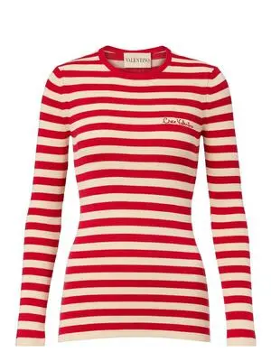 Valentino Garavani VALENTINO Striped Ribbed-Knit Cotton Sweater Multicoloured