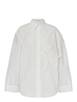Brunello Cucinelli Embroidered Cotton-blend Poplin Shirt - Beige