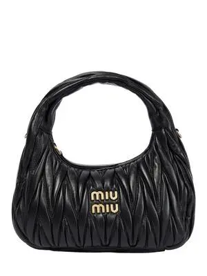 Miu Miu Miu Wander Matelassé Leather Shoulder Bag - Black
