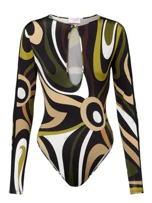 Emilio Pucci Marmo Printed Satin Bodysuit - Multicoloured