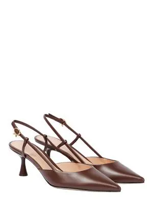 GIANVITO ROSSI Gianvito Rossi Ascent 55 Leather Slingback Pumps Brown