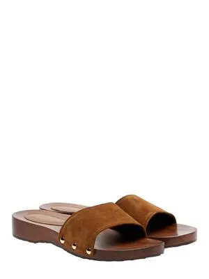 GIANVITO ROSSI Riviera Suede Slides - Beige