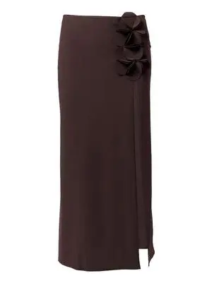 KARLA COLLETTO Tess Floral-appliqué Maxi Skirt - Brown